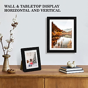 EOMEOH Picture Frame Set of 10 Display Pictures 8x10 5x7 4x6 with Mat and HD Glass, Gallery Photo Frames for Wall or Tabletop (Black)