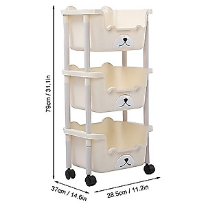 Mobile Utility Cart with Caster Wheels, Rolling Cart Detachable Utility Storage Cart Heavy Duty Storage Basket Organizer Shelves, Easy Assemble for Office, Bathroom, Kitchen (3