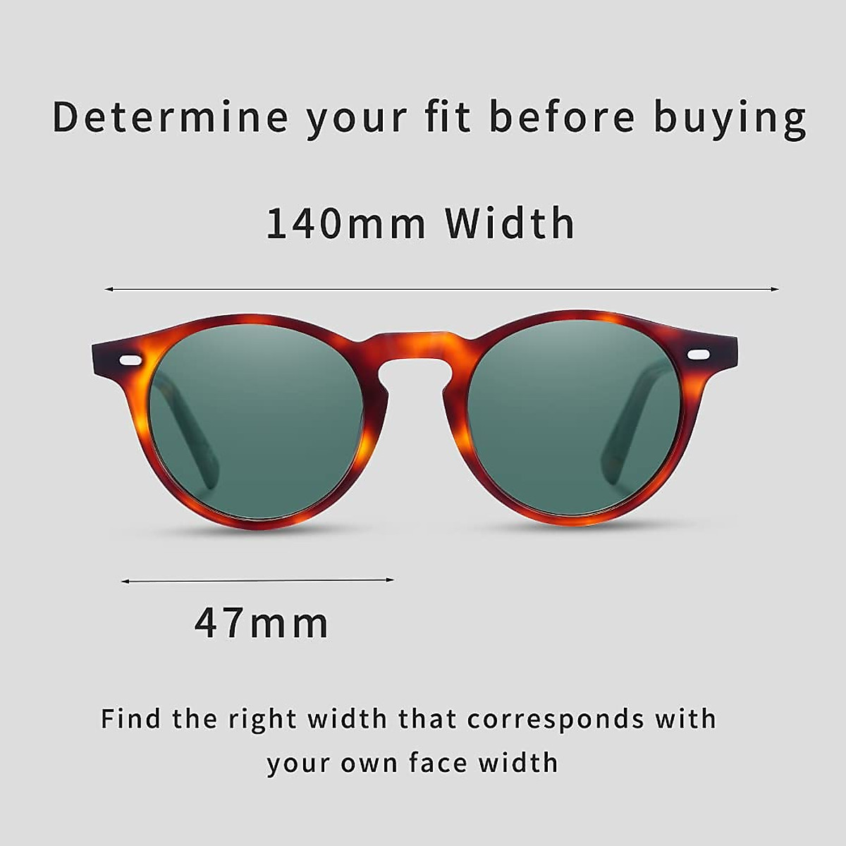 EyeGlow Retro Sunglasses Women Round Small Sunglasses Men Sunglasses for Women Polarized Lens Acetate Material Tortoise Color Green Lens