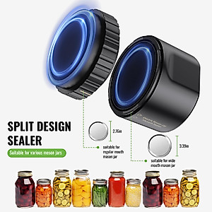 Kakdsoip Electric Mason Jar Vacuum Sealer Kit Upgrade to Auto-Stop Mason Jar Vacuum Sealer for Regular Mouth and Wide Mouth Mason Jars