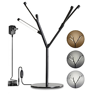 Q&S Bedside Table Lamp,Modern LED Black Table Lamp Mid Century Industrial Side Table Lamp for Living Room Bedroom Office Desk