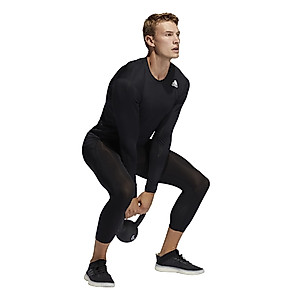 adidas Men's Techfit Fitted Long Sleeve Tee, Black, X-Large