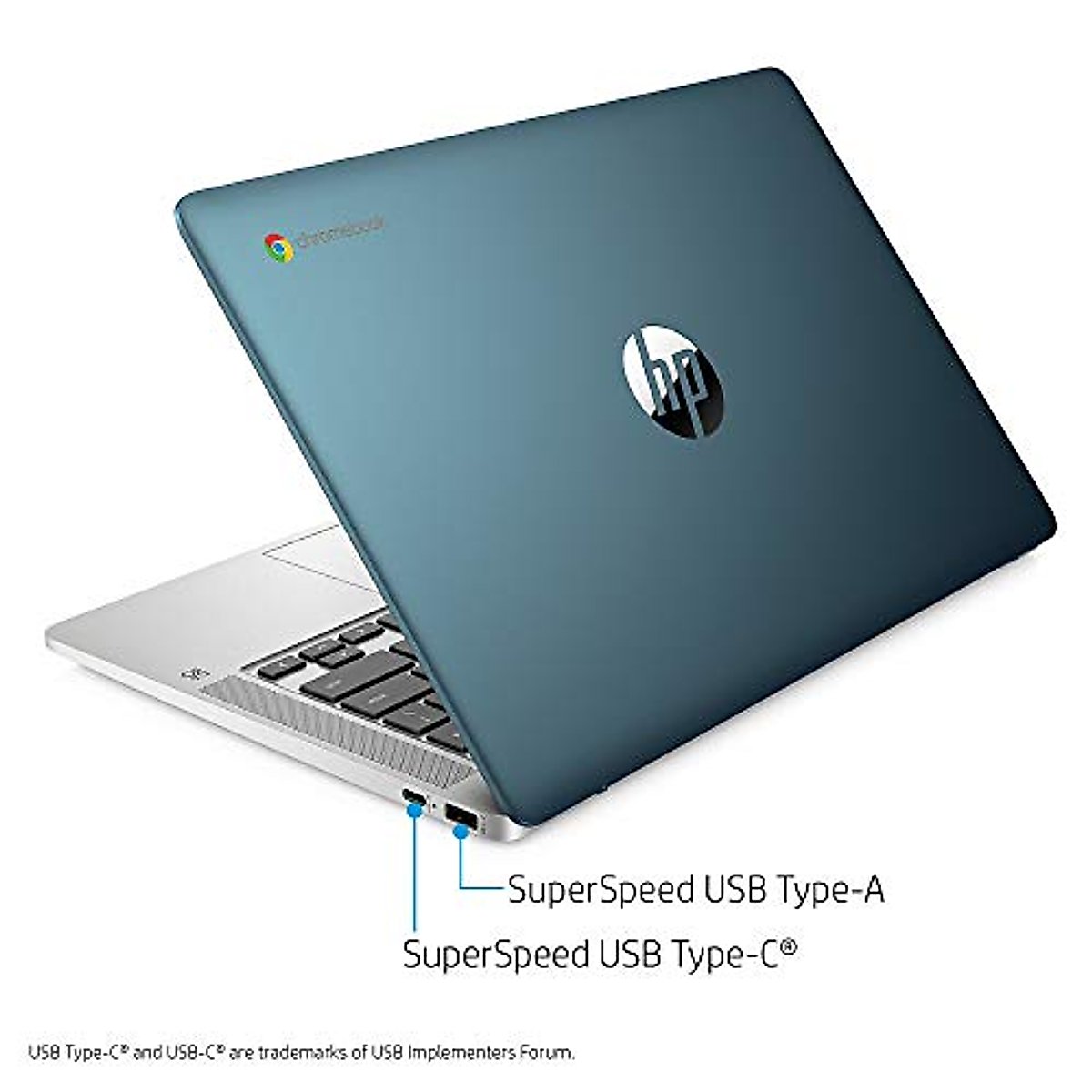 HP Chromebook 14-inch HD Laptop Notebook, Intel Celeron N4000 Intel UHD Graphics 600, 4GB LPDDR4 RAM, 32 GB eMMC Storage, Wifi Bluetooth Dual-Speaker Computer, Google Chrome OS, Forest Teal (Renewed)