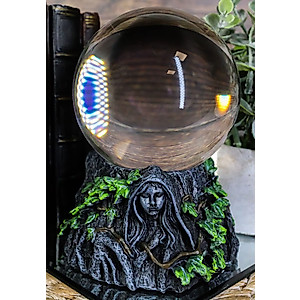 Ebros Celtic Sacred Moon Triple Goddess Mother Maiden Crone Scrying Glass Gazing Ball Figurine 8" H Wicca Wiccan Holy Trinity Decor Halloween Macabre Sculpture Decorative