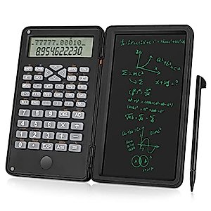 LINGSFIRE Scientific Calculator with Erasable Writing Board, 10-digit LCD Display Foldable Desk Calculator Physics Graphing Calculator for Student Teacher Financial Office Business High School College