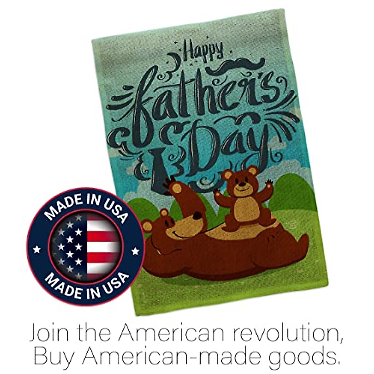 Beary Happy Father's Day Garden Flag - Family Dad Daddy Papa Grandpa Best Parent Sibling Relatives Grandparent - House Decoration Banner Small Yard Gift Double-Sided Made in USA 13 X 18.5