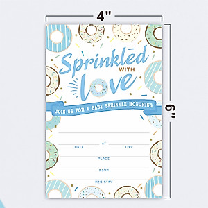 JCVUK Set of 25 Baby Shower Invitations with Envelopes, Diaper Raffle Tickets and Baby Shower Book Request Cards,Colored Donut Theme Babyshower Party For Boys or Girls(YQKTZ-B08)