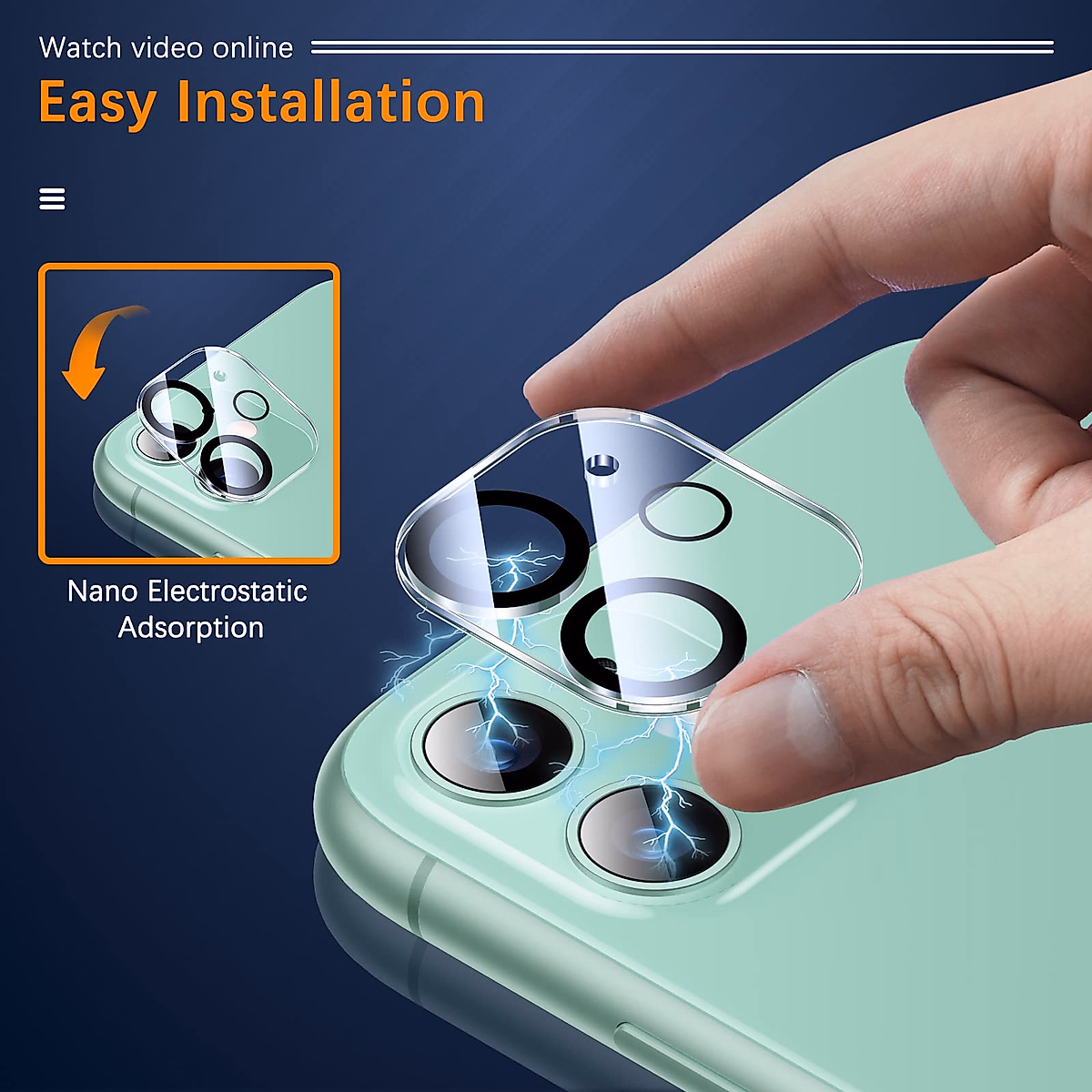 UniqueMe for iPhone 12 Mini/iPhone 11 Camera Lens Protector, [Drop Protection] [High Definition] Tempered Glass Camera Screen Cover Scratch Resistant Case-Friendly with Night Circle - 2 pack