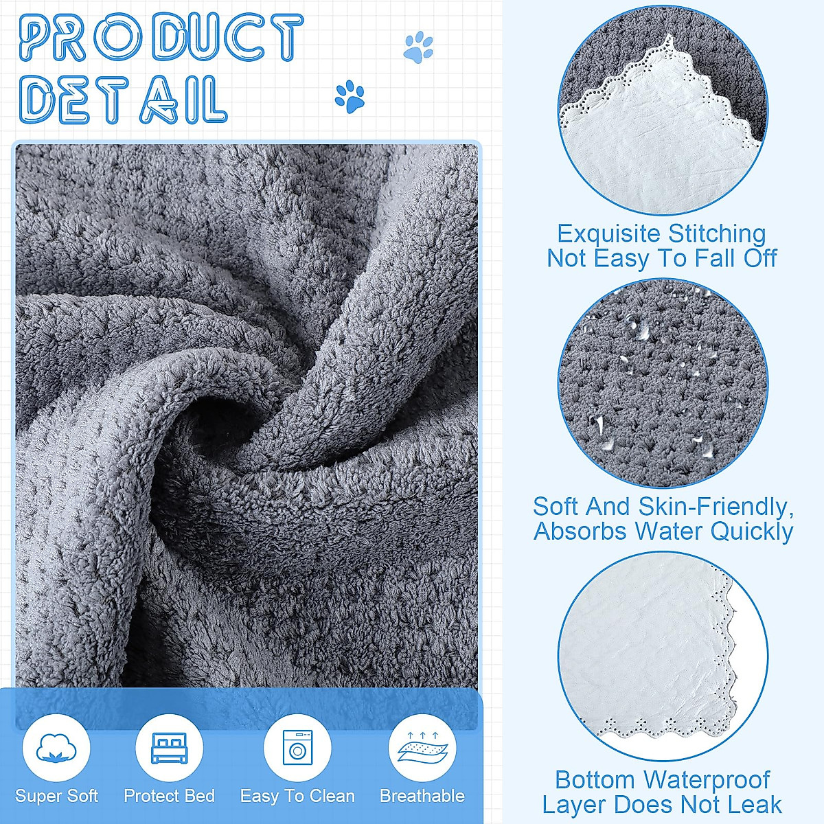 VitalCozy 10 Pcs Guinea Pig Pee Pads Mats for Cage Rat Bedding Blanket for Guinea Pigs Controlling Absorbent Waterproof Pee Pads for Rabbits, Hamster and Other Small Animals(18 x 24 Inch,Gray)