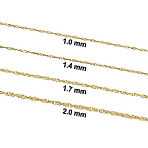Kooljewelry 14k Yellow Gold Filled Singapore Chain Pendant Necklace (1.4 mm, 18 inch)