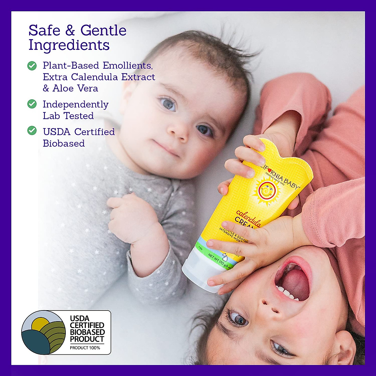 California Baby Calendula Cream | Soothing Baby Cream | Allergy Friendly | Plant-based | Soothes and Moisturizes Irritated, Dry Skin On Face and Body | 2 oz