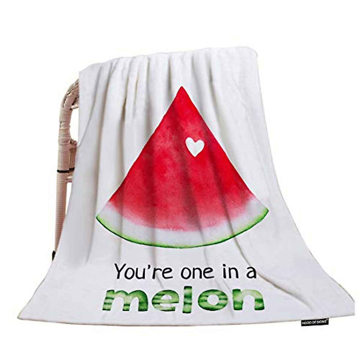HGOD DESIGNS Watermelon Throw Blanket,Fresh Bright Red Watermelon Quote You are One in A Melon Soft Warm Decorative Throw Blanket for Baby Toddler or Pets Cat Dog 30"X40"