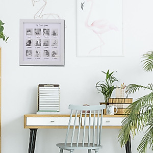 Aqur2020 Baby First Year Picture Frame, White, Rectangular, Plastic, Horizontal, Unisex Adult, 25x25x1.8 cm / 9.8x9.8x0.7 in