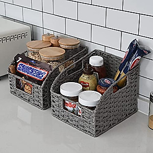 StorageWorks Rope Paper Storage Baskets Set, Gray