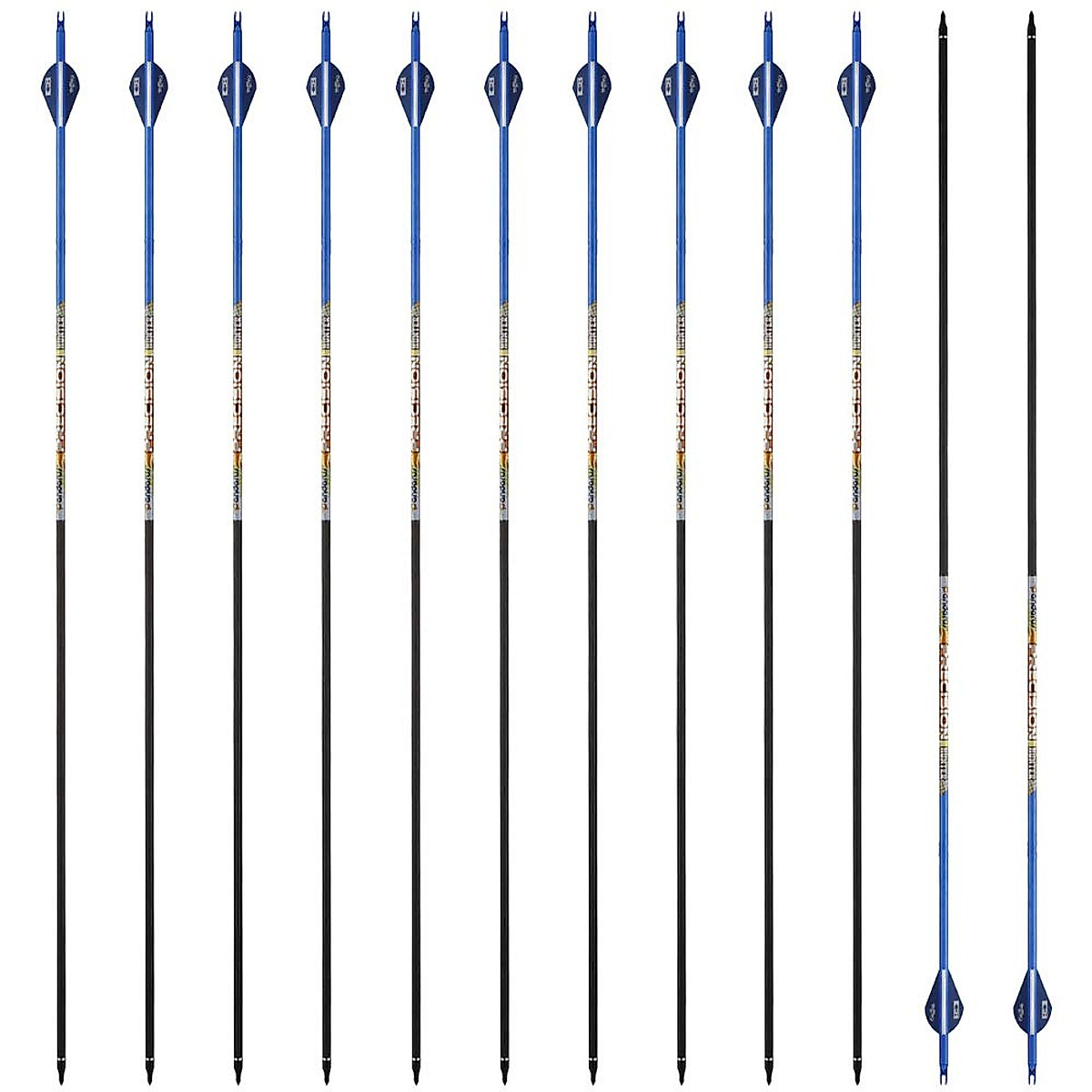 PANDARUS 30/32" Inch ST0.006 Hunting Arrows for Compound & Recurve Bow,100% Carbon Archery Target Arrows with Removable Tips for Accurate Hunters & Bowhunters (Pack of 12)-32 inch Blue SP300