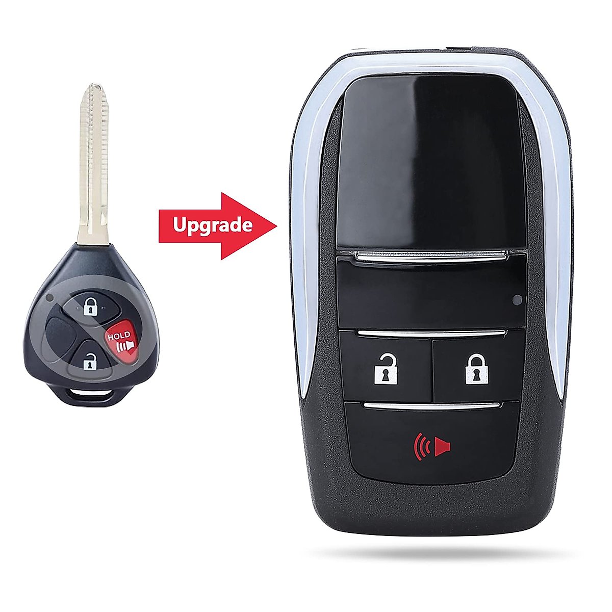 Keymall Modified Upgraded Flip Key Shell Case Replacement for Toyota RAV4 Camry for Scion TOY43,JUST A Key CASE (Upgraded 3 Buttons)