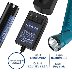 Exmate 2Pack 9.6V 3.5Ah Ni-MH Replacement Battery with Multivolt 1.2V-18V Ni-MH/Ni-CD Battery Charger Compatible with Makita 9000 9001 9002 9033 9600 193890-9 192696-2 632007-4