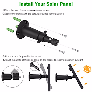 Updated Version Uogw 2 Pack Solar Panel Charge Compatible with Blink Outdoor (3rd Gen)/Blink XT/XT2 Outdoor Camera,with Internal 2500mAh Rechargeable Battery,Weather-Resistant Aluminium Alloy-Black