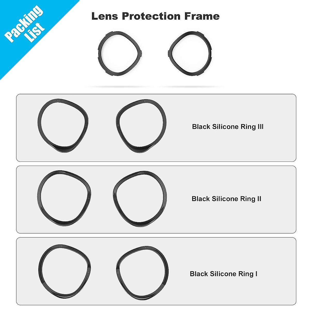 M AMVR [Pro Version] Lens Anti-Scratch Ring Protecting Myopia Glasses from Scratching VR Headset Lens Compatible for Meta Quest 2, Quest, Rift S or Meta Go, with Preventing Light-Leaking Design