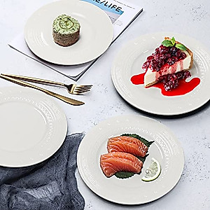 HomeElves Dinner Plates Set of 6, Dinnerware Set White Plates, Kitchen Plates Microwave Safe Plates, 10 Inch Blue Plates Blue Floral Plates Porcelain Dinner Plates