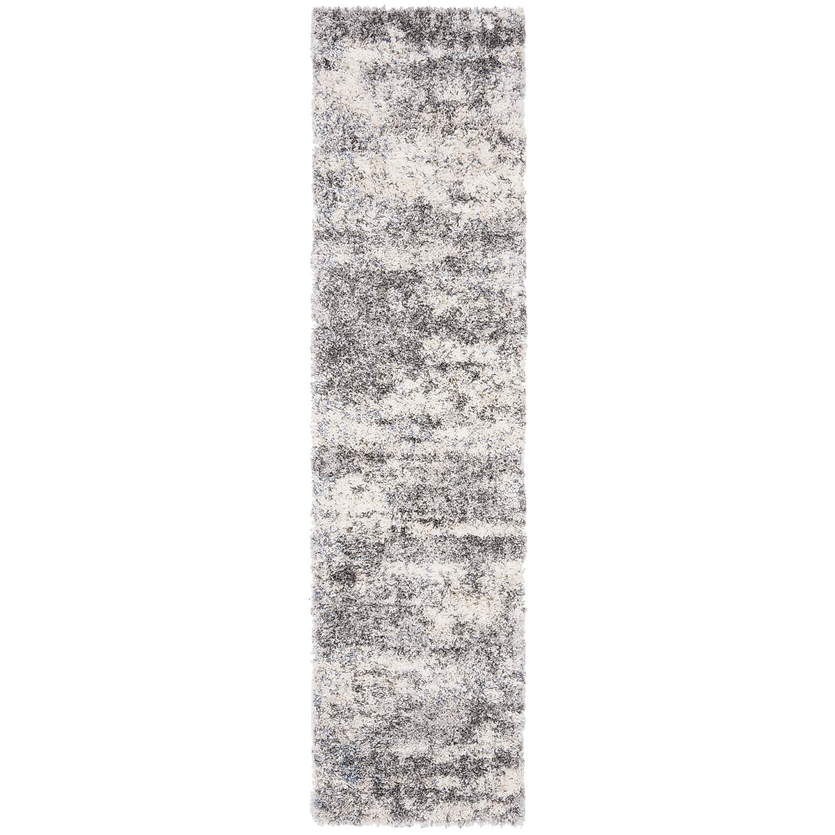 SAFAVIEH Berber Shag Collection Runner Rug - 2' x 12', Grey Blue & Cream, Abstract Design, Non-Shedding & Easy Care, 1.2-inch Thick Ideal for High Traffic Areas in Living Room, Bedroom (BER219G)