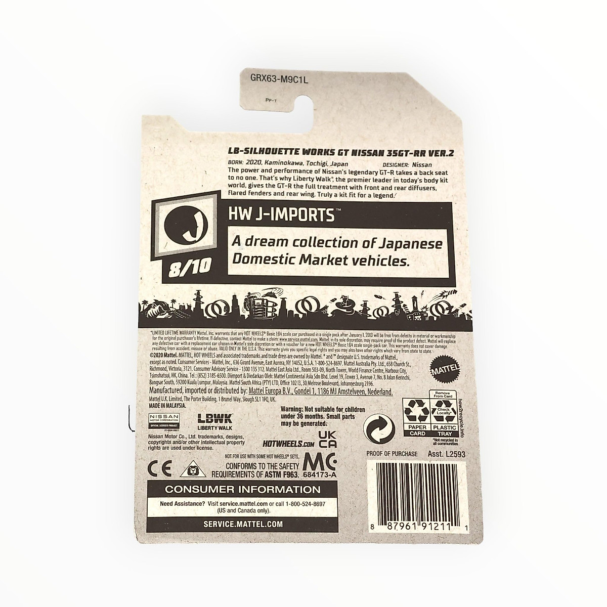 Hot Wheels LB-Silhouette Works GT Nissan 35GT-RR Ver.2, [Blue] 204/250 J-Imports 8/10