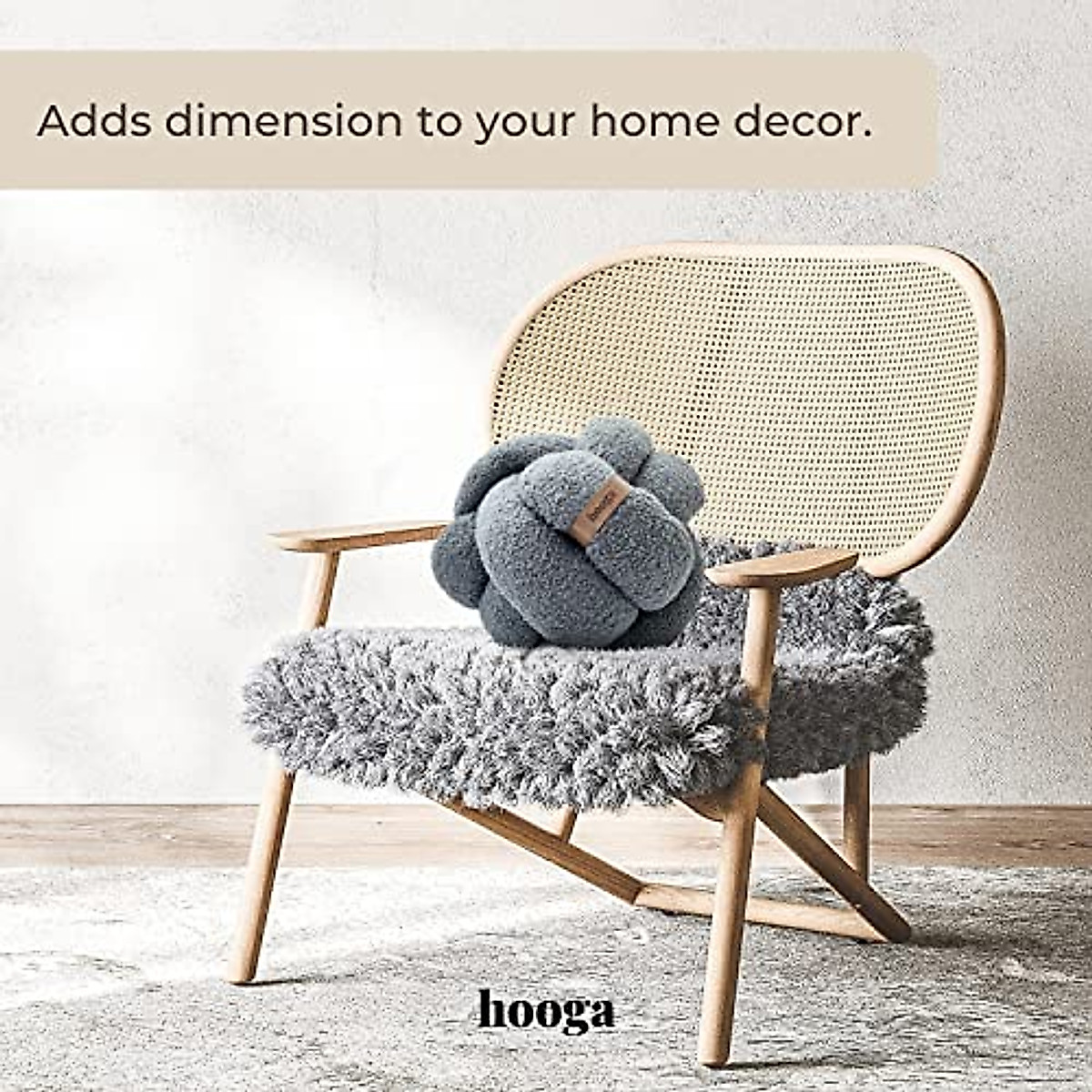 THE BALLOW Knot Pillow - Boucle Fabric Large Knot Pillow - Decorative Knotted Ball Pillow - Round Throw Pillows For Couch or Cuddle pillow (Steel Grey)