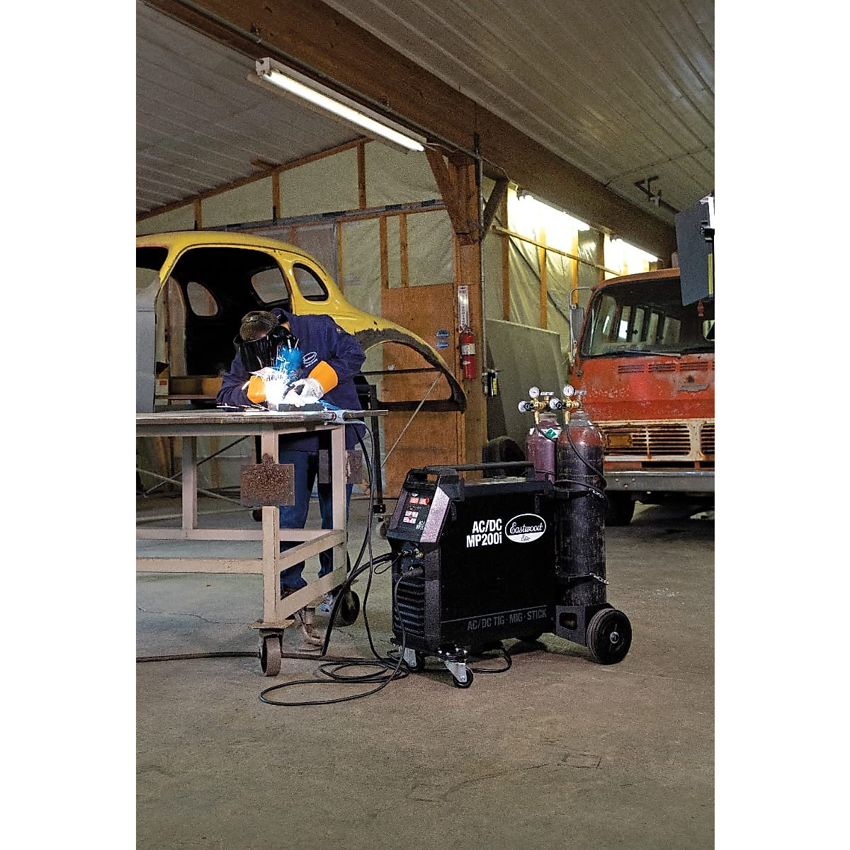 Eastwood Elite 200 Amp Multi-Process AC/DC MP200i Welder | TIG Welder High Frequency Start and Foot Pedal | Welding Machine with MIG Stick Welder | 120V OR 240V Dual Voltage | Tig Welder AC/DC | Black