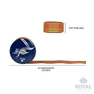 Royal Imports Fall Checkered Plaid Print Ribbon Wired, Orange/Green, 2.5" (#40) for Bow Making, Gift Wrapping, Wreaths, 25 Yd Roll (75 FT Spool)