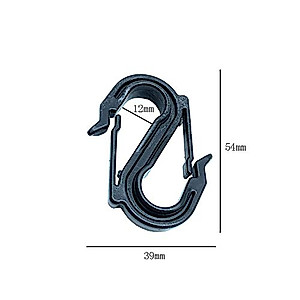 lasenersm 20 Pieces Heavy Duty S Hooks Plastic S Shaped Hooks Hanger Double S Hooks Double Head Clasp S Hooks for Tent Tarpaulin Net Cargo Net Bungee Net Truck Net, Black