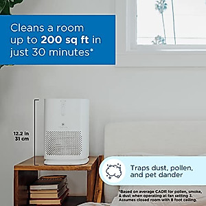 Medify Air MA-14 Air Purifier with H13 True HEPA Filter | 200 sq ft Coverage | for Allergens, Wildfire Smoke, Dust, Odors, Pollen, Pet Dander | Quiet 99.7% Removal to 0.1 Microns | White, 1-Pack