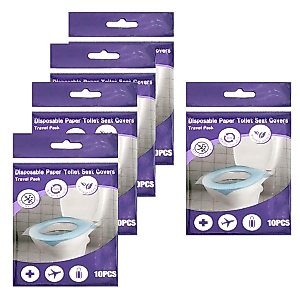 Disposable Toilet Seat Covers Travel Pack-Virgin Disposable, Flushable, Toilet Seat Covers for Kids, Toddlers, and Adults for Use During Travel, Potty Training. (50 Count)