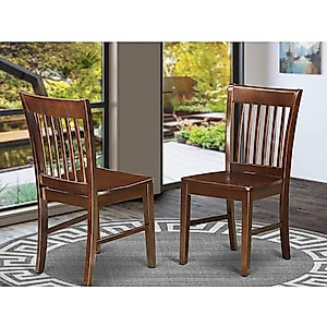 East West Furniture NFC-MAH-W Norfolk Dining Room Chairs - Slat Back Solid Wood Seat Chairs, Set of 2, Mahogany