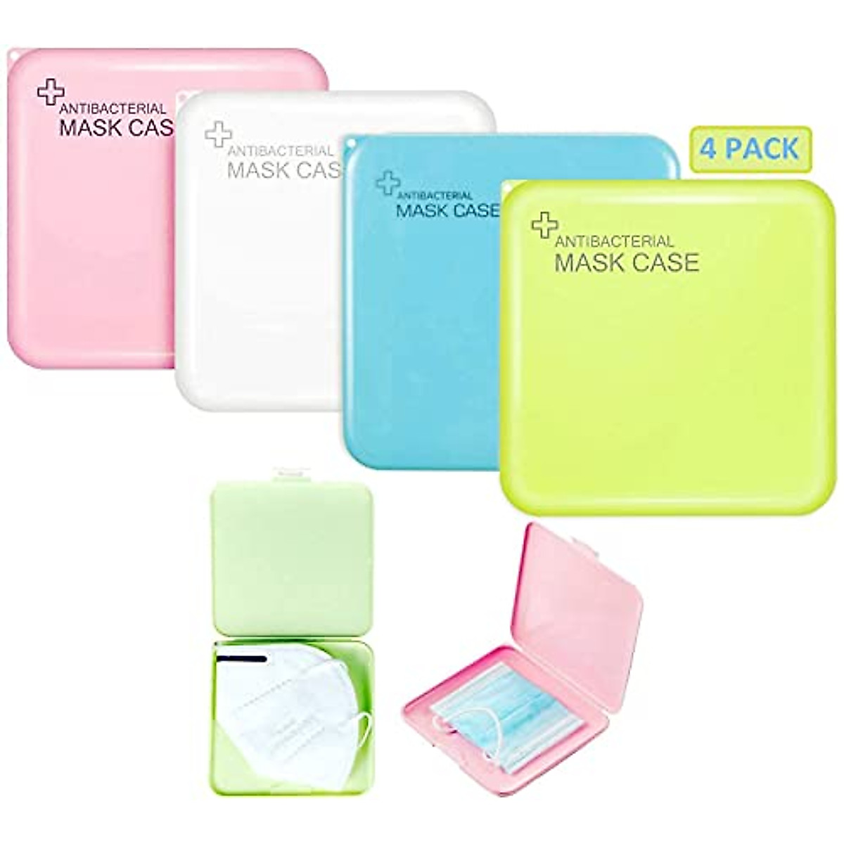 4 PACK Mask Storage Box Portable Mask Case Hygiene Storage Bag Masks Organizer for Recyclable Face Mask Holder Container Keeper