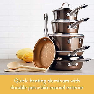 Ayesha Curry Kitchenware Ayesha Curry Home Collection Nonstick Stock Pot/Stockpot with Lid, 7.5 Quart, Brown Sugar