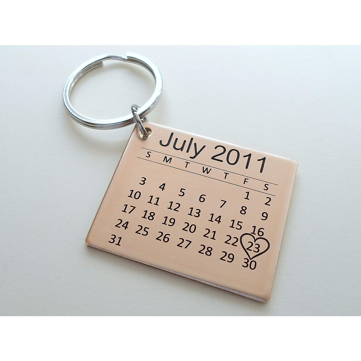 Custom Personalized Bronze Anniversary Calendar Keychain, Anniversary Gift, Husband Wife Key Chain, Boyfriend Girlfriend Gift, Customized Couples Keychain