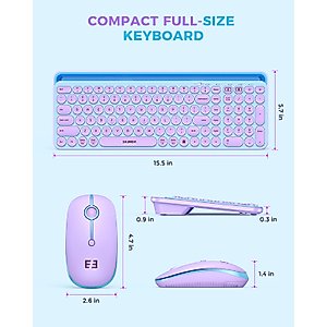 seenda Bluetooth Keyboard and Mouse for iPad, Multi-Device Bluetooth + 2.4G Wireless Keyboard Mouse with Tablet Holder for MacBook/Windows Computer, iOS/Andriod Tablet Phone, Blue & Purple