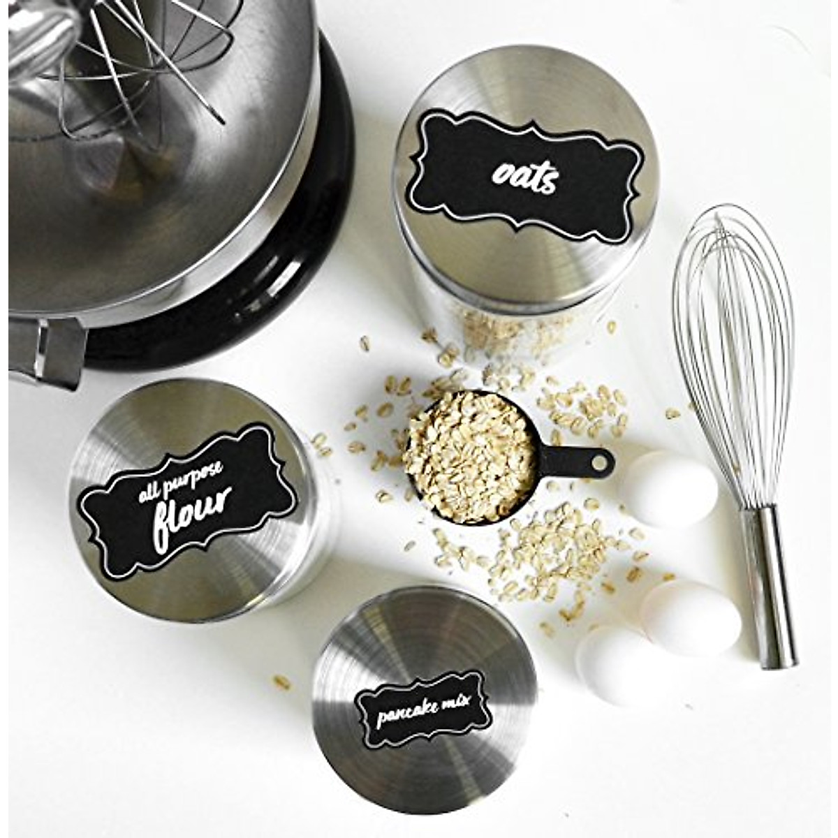 Home Advantage Pre-Printed Pantry Labels for Kitchen Organization (Black)