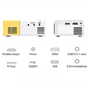 Portable YG300 Mini LED Projector A1 LED LCD Mini Video Projector - Intenational version White/yellow