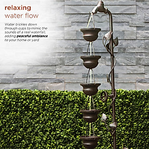 Alpine Corporation 38" Tall Indoor/Outdoor Hanging 6-Cup Tiered Floor Water Fountain, Bronze