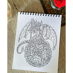 ColorIt Colorful Dragons Adult Coloring Book - 50 Single-Sided Designs, Thick Smooth Paper, Lay Flat Hardback Covers, Spiral Bound, USA Printed, Dragon Pages to Color (Volume I)