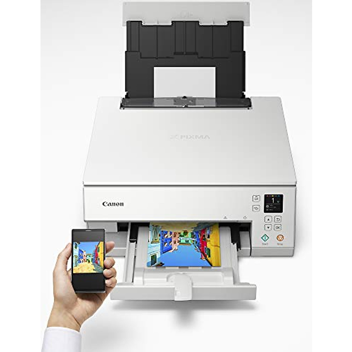 Canon TS6320 All-in-One Wireless Color Printer with Copier, Scanner and Mobile Printing, White, Works with Alexa