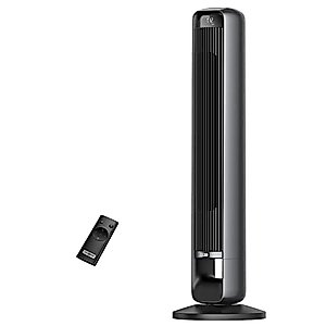 PARIS RHÔNE Tower Fan 42 Inch,42”90° Oscillating Fan,DC Motor,28dB,12 Speeds,4 Modes,12H Timer,LED Display,Floor Standing Fan with Remote,Quiet Cooling Bladeless Fan with Remote for Room or Office