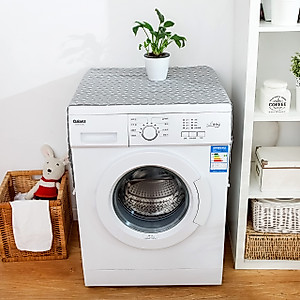 LOYIFE Washing Machine Top Covers, Refrigerator Dust Cover, Washer And Dryer Top Cover Front Load, With 4 Storage Bags, Grey, 51*21.5 in