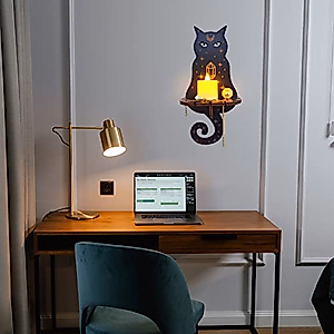 FROATS Wooden Snake Shelf for Crystals - Black Shelfs with LED Candle Rustic Boho Shelfs - Wooden Hanging Floating Shelves for Crystal Holder, Yoga, Collectibles, Spiritual Decor