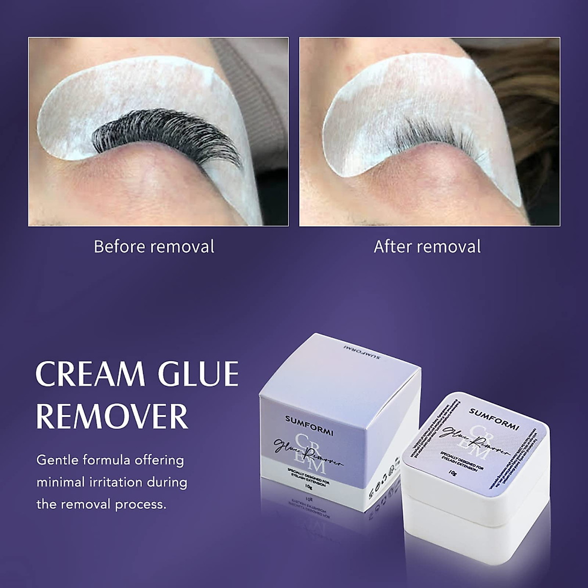 SUMFORMI Eyelash Extension Remover Cream Lash Remover 30-60s Fast and Safe Dissolve -10g Lash Glue Remover Cream Low Irritation Cream for Sensitive Skin Professional Use Only Eyelash Remover