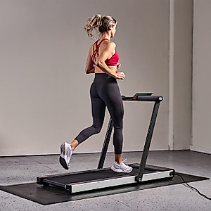 Sunny Health & Fitness ASUNA Space Saving Treadmill, Motorized with Low Profile, Speakers & Slim Folding - 8730,Black