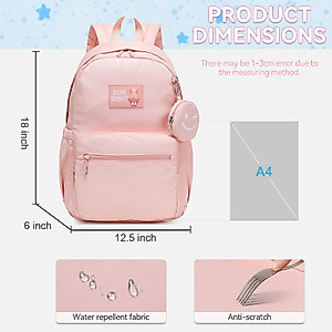 Reqinqin Kids Backpack for Girls Waterproof Large Space School Backpack Suitable for Age Over 5 years old Ultralight Pink Travel Toddler Backpack（Pink）