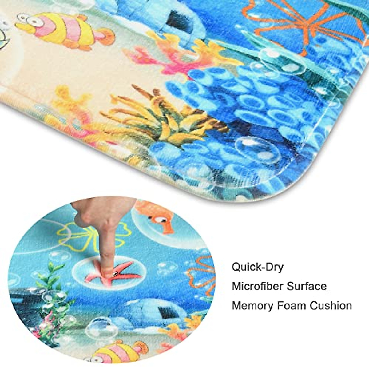 Alishomtll 4 Pcs Kids Ocean Shower Curtain Set with Non-Slip Rug, Toilet Lid Cover and Bath Mat, Funny Sea Fish Shower Curtain with Hooks, Cartoon Octopus Nautical Shower Curtains for Bathroom Decor