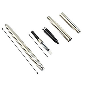 JINHAO 911 Fountain Pen - Stainless Steel Body - 0.38mm Extra Fine Nib Calligraphy Writing Pens Includes Ink Refill Converter with Pen Case Set